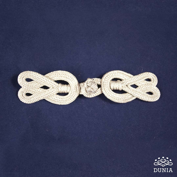 Alamar de cordón plateado plano doble | Mercería Dunia