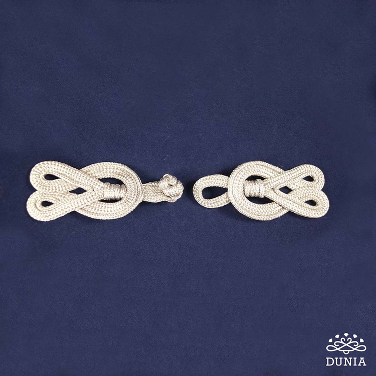 Alamar de cordón plateado plano doble | Mercería Dunia