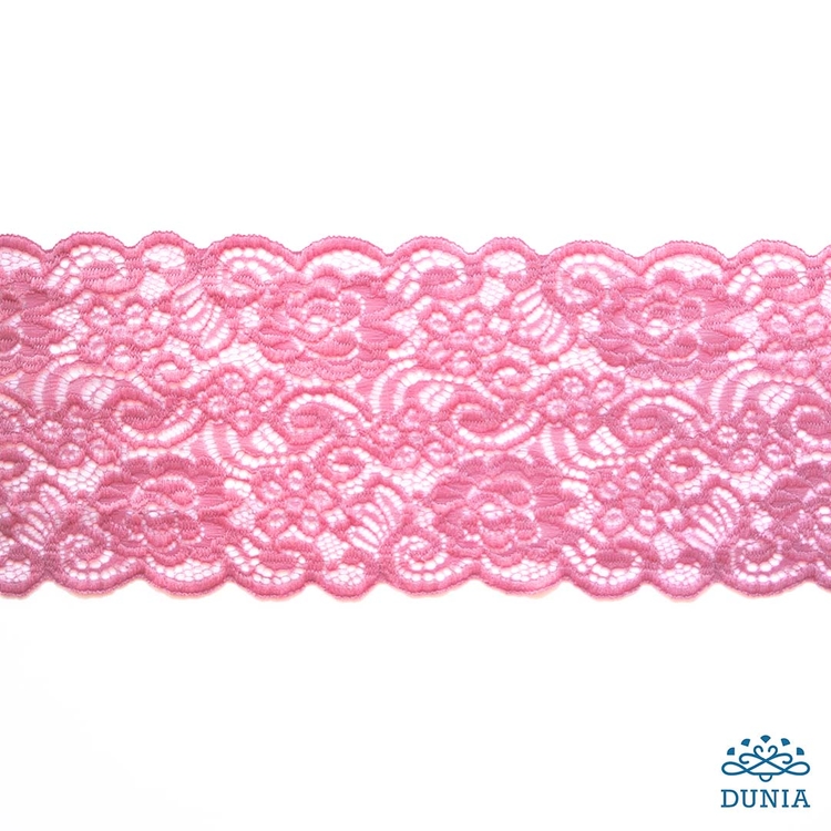 Encaje elástico 13 cm rosa | Mercería Dunia