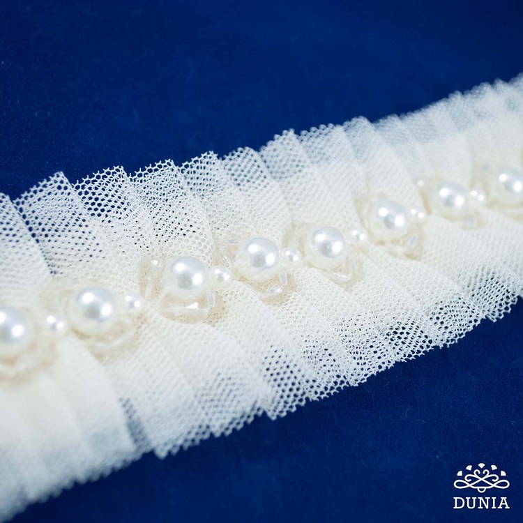 Plisado de tul con perlas | Mercería Dunia